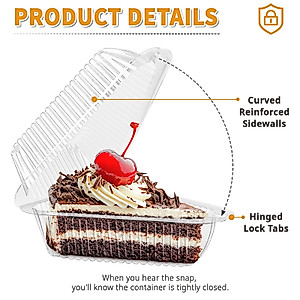 Zezzxu 100 Pack Cake Slice Containers with Hinged Lids, Clear Plastic Cheesecake Carriers Disposable Triangle Slice Boxes for 6”-8” Diameter Cake or Pie Slices, Sandwiches, Desserts