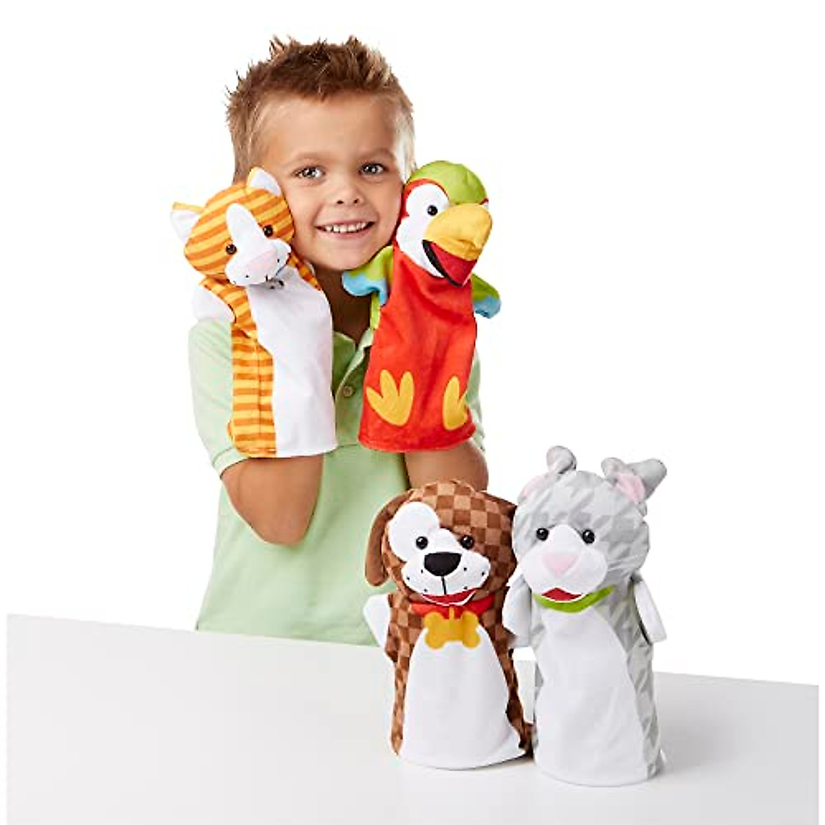 Melissa & Doug 96036 Playful Pets Hand Puppets, Multicolor