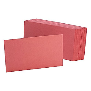 Oxford Blank Color Index Cards, 3" x 5", Cherry, 100 Per Pack (7320 CHE)