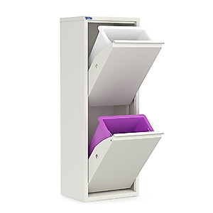 CEHA Metal Tilt-Out Multipurpose Cabinet with Hideaway Drawers- Durable Bathroom/Kitchen/Pantry/Kids' Room Organizer - Wall Mountable Versatile Separator, Double, 11" x 37" x 13", White