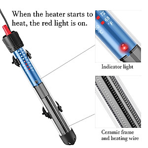 FEDOUR 50W 100W 300W Submersible Aquarium Heater, Adjustable Glass Water Heater for 5 – 70 Gallon Fish and Turtle Tank (100W)