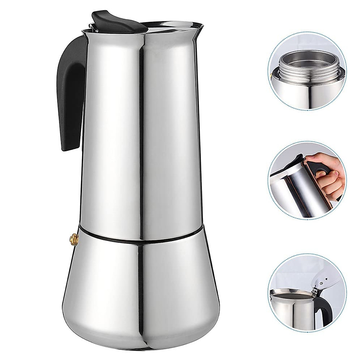 Hemoton 1pc Stainless Steel Pot Stovetop Espresso Maker Stainless Steel Stainless Steel Espresso Maker Stainless Steel Tea Kettle Espresso Coffee Pot Crafting Supplies Concentrate