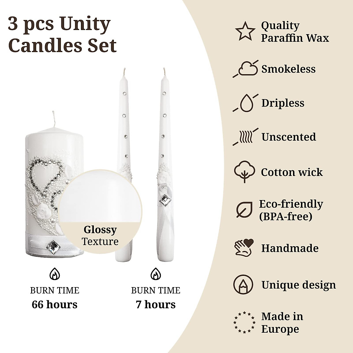 Wedding Candles for Ceremony - 6" Pillar 10" Taper Love Ceremony Candles Wedding - Faith Hope Love Candle Mesas Decorativas para Fiesta Set de velas decorativas
