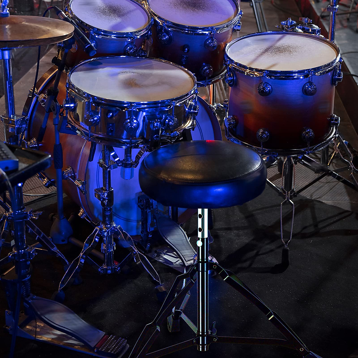 EASTROCK Drum Throne,Padded Drum Seat Drumming Stools with Anti-Slip Feet for Adults and Kids Drummers (Dark Black)