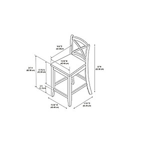 Linon Home Dcor Black X Back Counter Stool, 16" W x 17.91" D x 37.01" H