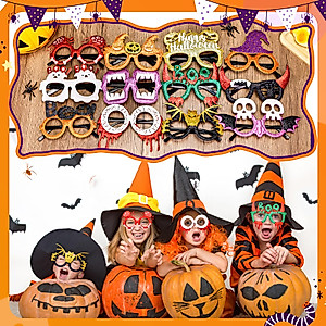 Max Fun 12Pcs Halloween Party Glasses Glitter Holiday Glasses Frames Halloween Decorations Accessories Costume Eyeglasses for Halloween Parties Holiday Favors
