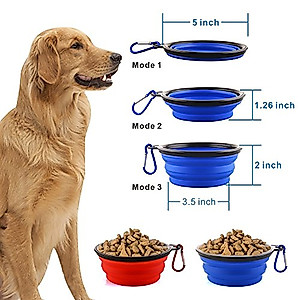 Collapsible Dog Bowls, Portable Foldable Dogs Cats Travel Water Food Bowls with Carabiner Clip for Walking, Traveling,Hiking (4 Pack)