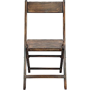EMMA + OLIVER Slatted Wood Folding Wedding Chair - Event Chair - Antique Black, Set of 2