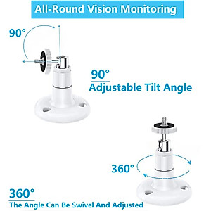 2 Pack Adjustable Security Wall Mount for Ring Camera&Stick Up Cam Battery,Indoor Outdoor Mount Bracket for Arlo HD/2/3/4,Ceiling Mount Kit for Plug-in HD Security Cam,VHB Adhesive or Screw,No Drill