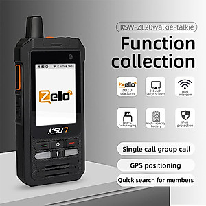 Walkie Talkie Phone Zello 4G Network Radio 100 Miles Long Range Handheld Smartphone WiFi Camera 2.4 Inch Screen Android KSUN ZL20