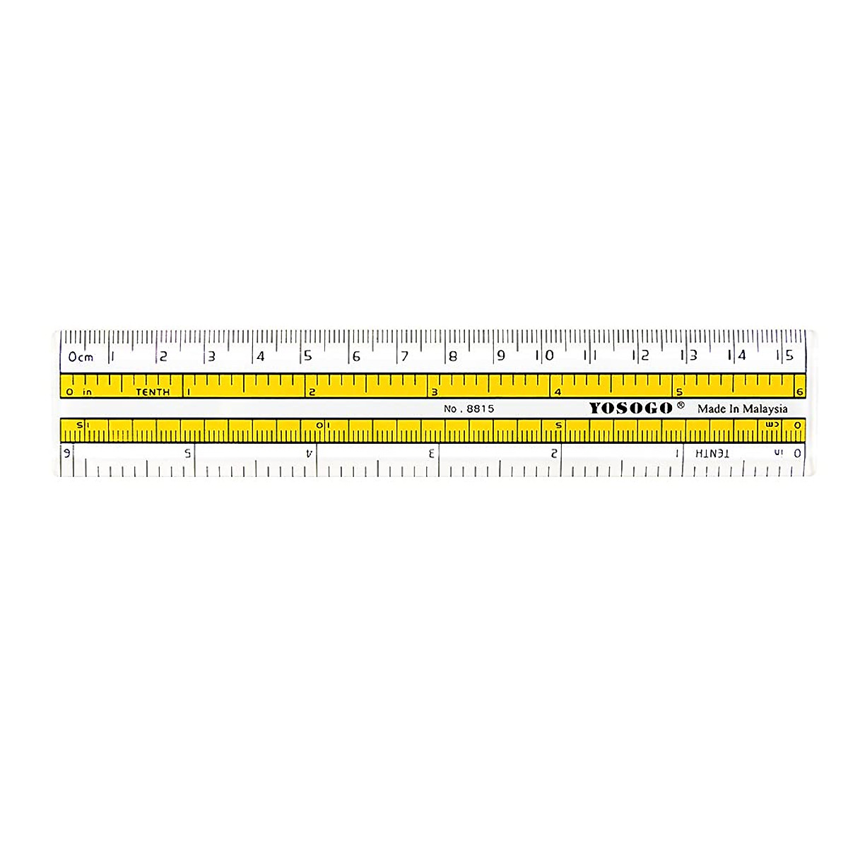 6 inch Rulers | 15 cm Rulers | Transparent Plastic Ruler | Pack of 12 of Premium Quality Rulers | Yellow, Green, Red and Blue