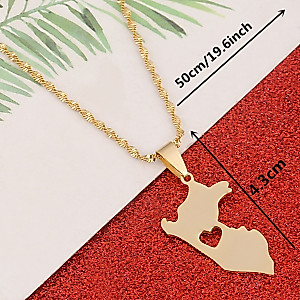 Stainless Steel Peru Map Pendant Necklaces Women Map of Peru Peruvian Jewelry