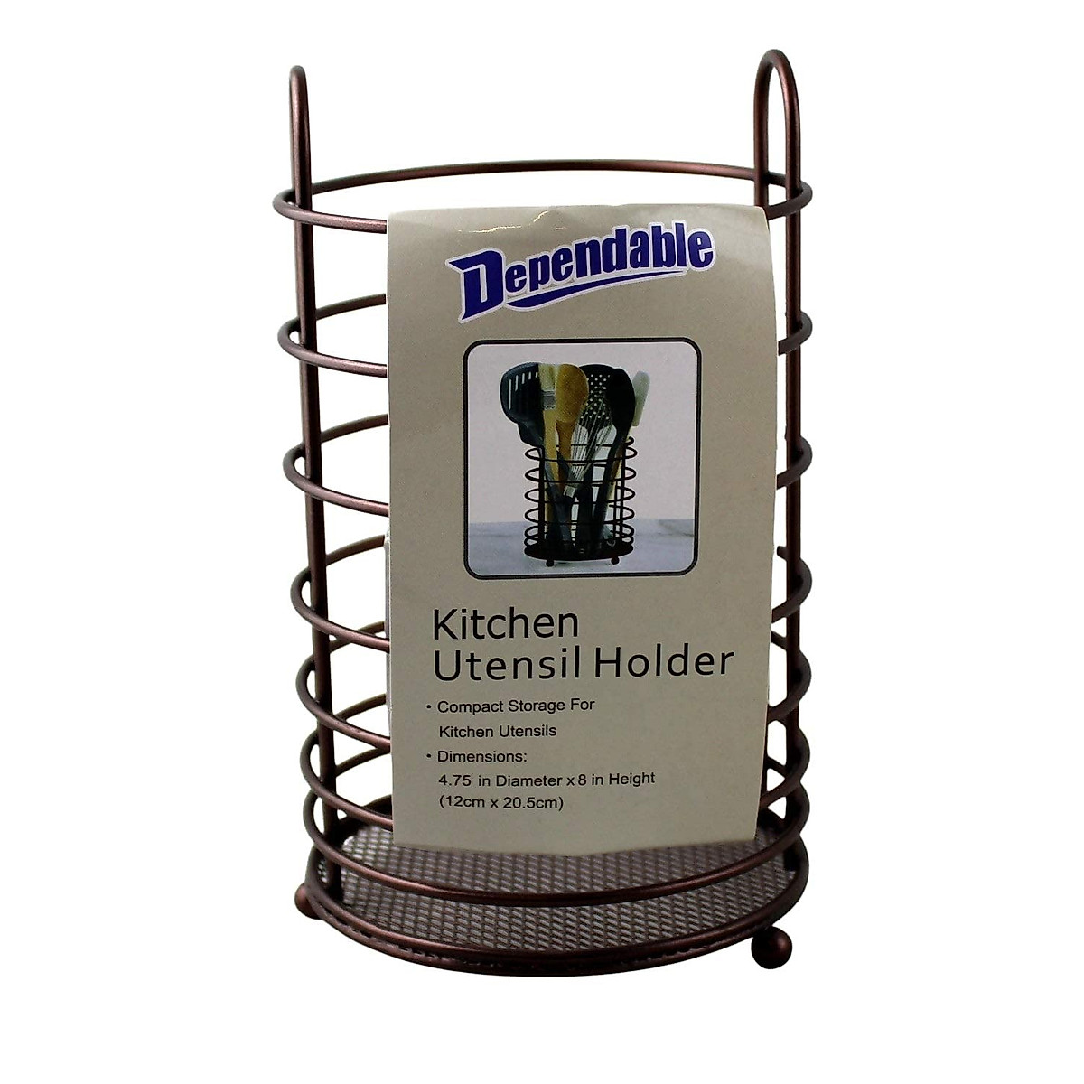 Dependable Industries inc. Essentials Kitchen Cutlery Holder Utensil Caddy Mesh Bottom (Bronze)