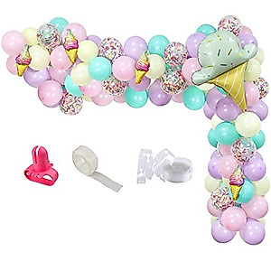 Pastel Sweet Ice Cream Party Balloons Arch Garland Kit, Macaron Popsicle Confetti Foil Balloons Summer Ice Cream Theme Party Decor for Kids Birthday Baby Shower Two Sweet Donut Grow Up Party Supplies