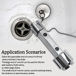 WBJKZJD Tub Drain Remover Wrench, Heavy Duty Drain Wrench Aluminum Alloy Wrench for Install and Remove Most Bath and Shower Drains