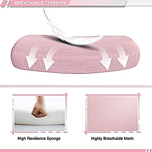 Qulomvs Mesh Ergonomic Office Chair with Headrest and Backrest 90-135 Adjustable Computer Executive Desk Chair with Wheels 360 Swivel Task Chair(Pink)