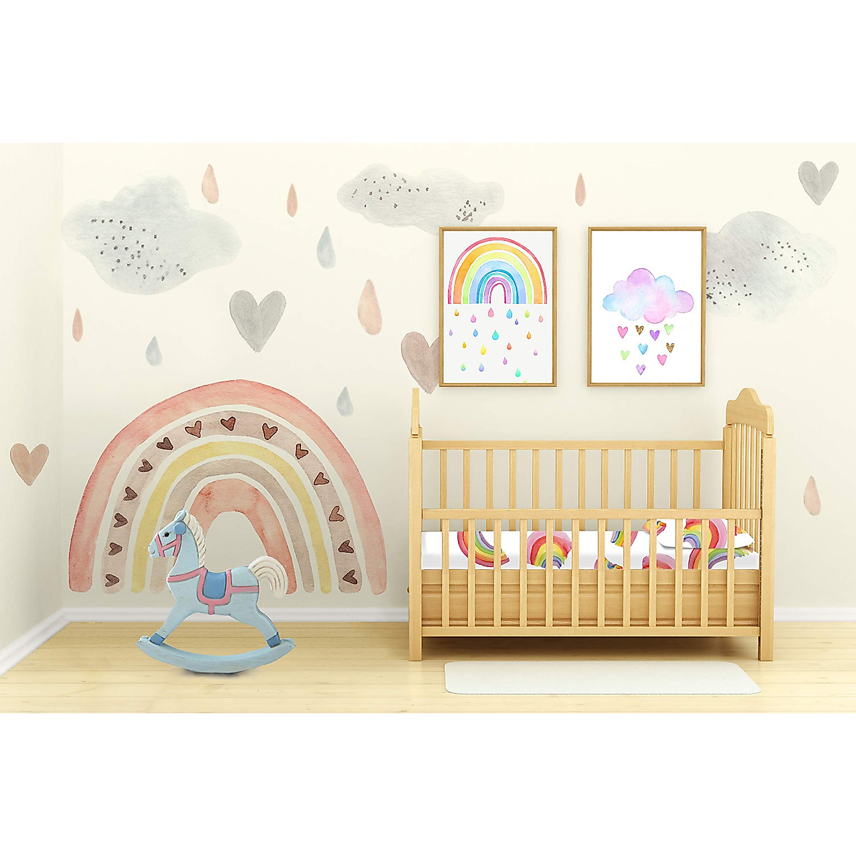 Pack of 3 Premium Bassinet Sheets for Bassinet Pad/Mattress: Milestone Fitted Sheet, Universal Fit, Unisex Rainbow Cloud Sheet | Knitting | Great Shower Gift for Boy Girl |170 GSM