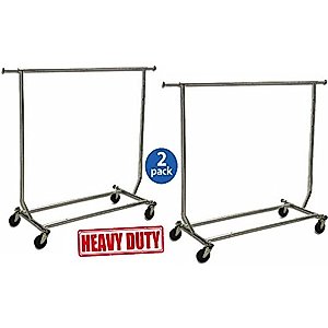 Only Garment Racks True Commercial Grade Rolling Racks Designed with Solid "One Piece" Top Rails (Economically Sold in a Set of 2 Racks)