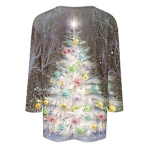 Womens Henley Tops 3/4 Sleeve 2023 Dressy Tops for Women 3/4 Sleeve Vintage Christmas Shirts 3/4 Quarter Sleeve Black Tops Womens Gray Ladies Graphic Tees Large Women 3/4 Sleeve T Shirt