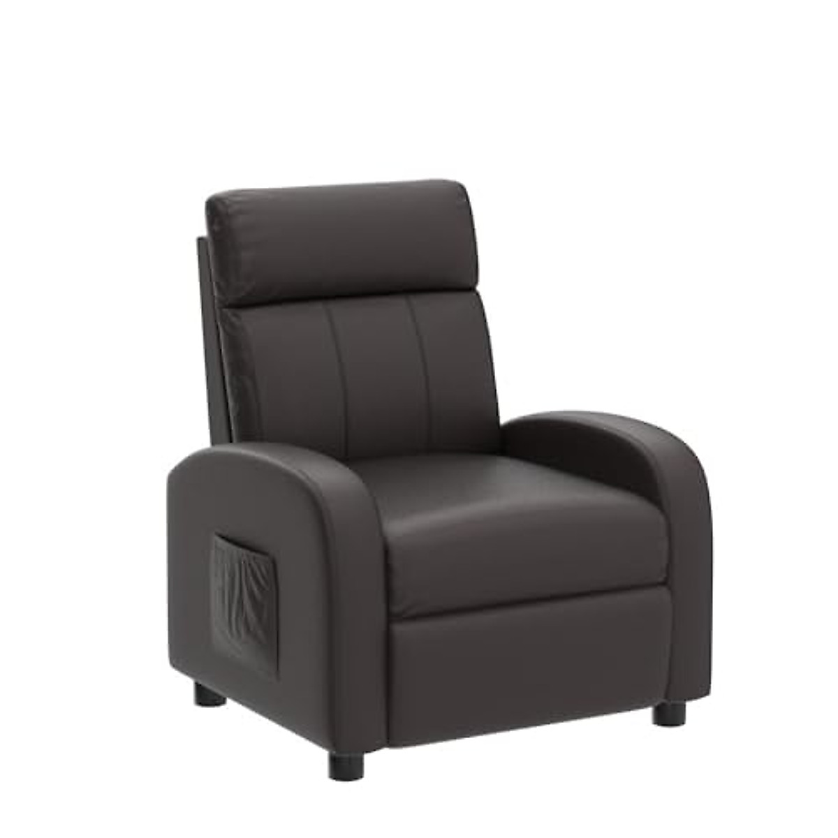 Costzon Kids Recliner, Adjustable PU Leather Lounge Chair w/Side Pockets, Footrest, Headrest for Kids Room & Play Room, Easy to Clean, Padded Recliner Sofa for Children Boys Girls Aged 3-12 (Brown)