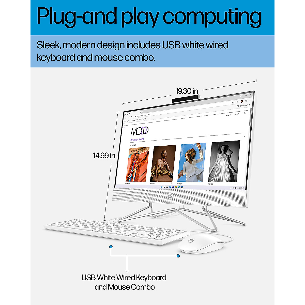 HP All-in-One PC Desk Computer, 21.5" Full HD Micro-Edge Display, AMD Ryzen 3 Processor, AMD Radeon Graphics, 8GB SDRAM, 256GB SSD, Windows11 Home OS, Bluetooth, and Wi-Fi (22-dd0032) (Renewed)