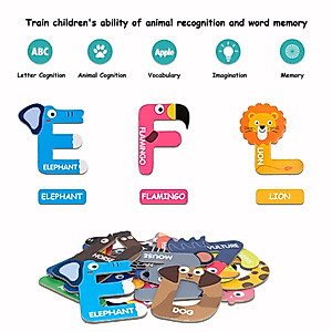 ABCaptain Refrigerator Animal Alphabet Magnets Magnetic Letters Toy, Large ABC Uppercase Preschool Educational Spelling Fridge Game Gift for Kids Toddlers Boys & Girls Ages 3 4 5 (26Pcs)