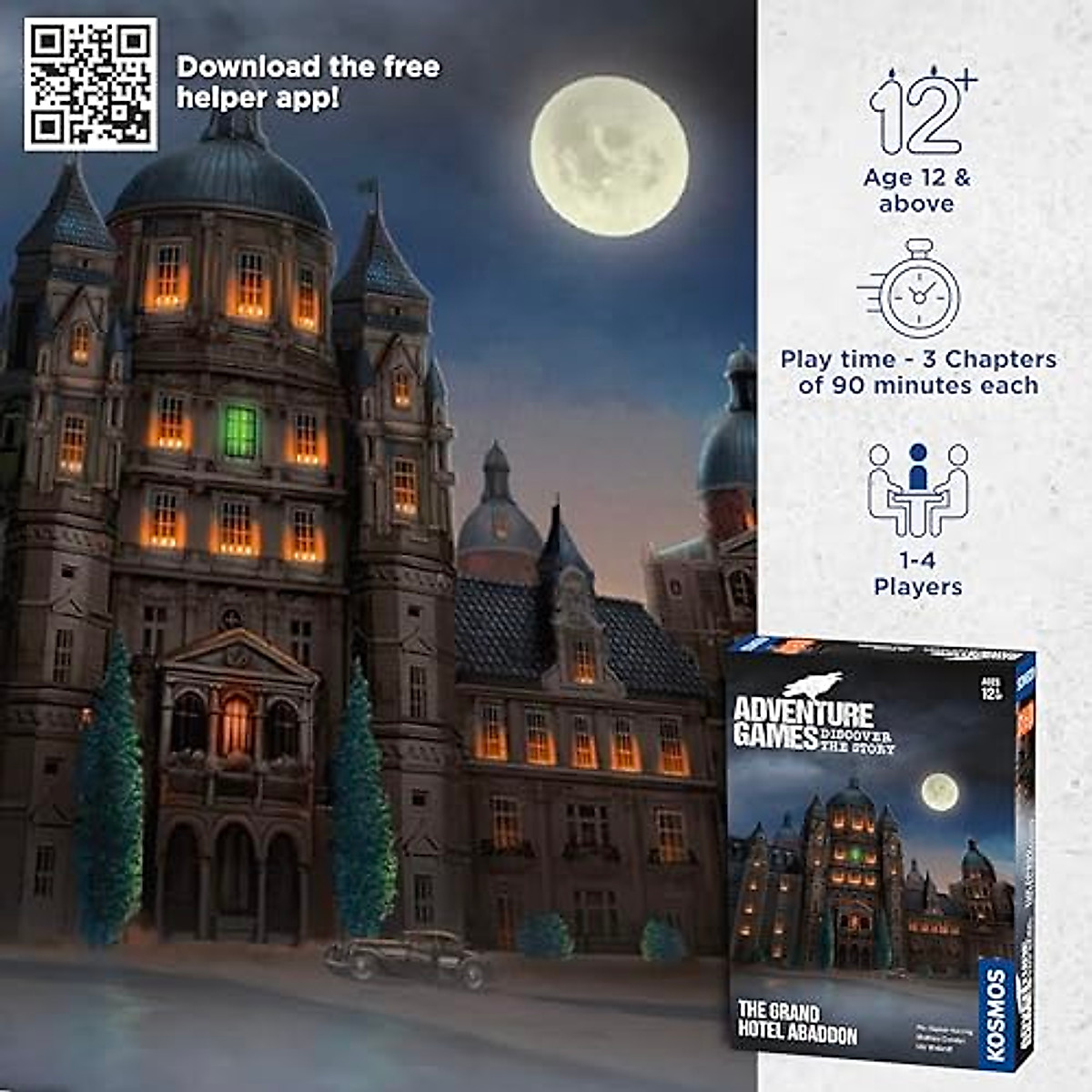 Adventure Games: The Grand Hotel Abaddon - A Kosmos Game from Thames & Kosmos | Collaborative, Replayable Storytelling Gaming Experience for 2 to 4 Players Ages 12+, Grey