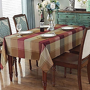 Rectangle Tablecloth Checkered Style Polyester Table Cloth Spillproof Dust-Proof Wrinkle Resistant Heavy Weight Table Cover for Kitchen Dinning Tabletop (Rectangle/Oblong, 52" x 70" (4-6 Seats), Red)
