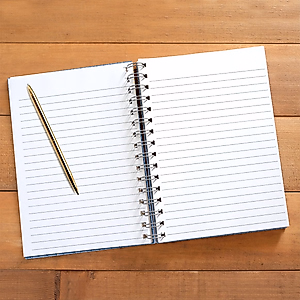 Designer Greetings, Designer Papers Flex Cover Journal with Elastic Band, Blue “Notebook” Watercolor Marble with Silver Dotted Print - 320 Pages (6” x 8.25”) - Perfect for Work, School, Creative