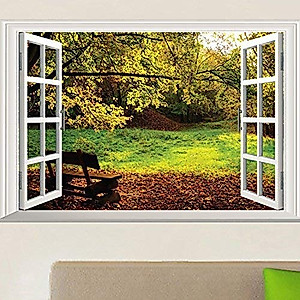 Home Find Fake Window Wall Decal View a Corner of Garden Faux Windows for Wall Stickers 3D Removable Murals Self Adhesive Vinyl Decor Bedroom Living Room Nursery Home Decoration 23 inches x 15 inches