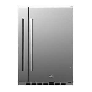 Summit Appliance SPR196OS24 24" Wide Built-In All-Refrigerator, Slide-out Storage Compartment, 17.25" Shallow Depth, Weatherproof Design, Stainless Steel Construction, 3.13 cu.ft Capacity