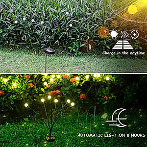 valktech Solar Garden Firefly Lights Solar Swaying Light, Sway by Wind, Solar Outdoor Lights, Yard Patio Pathway Decoration, High Flexibility Iron Wire & Heavy Bulb Base, Warm White(4 Pack)