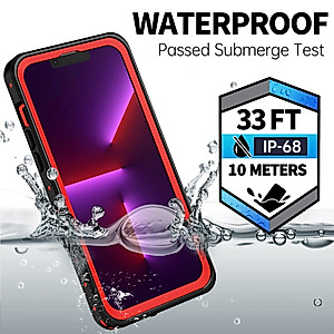 BEASTEK Waterproof Case for iPhone 13 Pro Max, NRE Series Shockproof Dustproof Underwater IP68 with Built-in Screen Protector Anti-Scratch Protective Cover, for iPhone 13 Pro Max (6.7'') (Red)