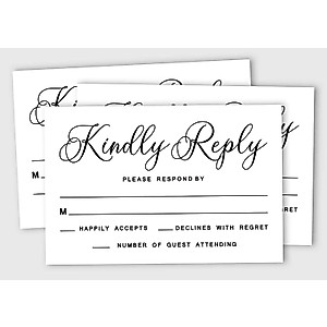 Inkdotpot 50 Blank RSVP Cards With White Envelopes-White Style Response Card-RSVP For Wedding-Rehearsal Dinner-Baby Shower-Bridal Shower-Engagement Party Invitations