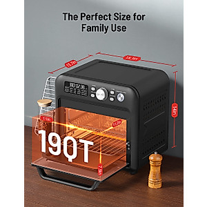 PARIS RHÔNE Air Fryer Oven 19QT, Family-Sized Toaster Oven, Convection Oven with Child Lock, Fits 12-inch Pizza, 6-Slice Toast, Button & Knob-Controlled Kitchen Appliance, Dishwasher Safe (19QT)