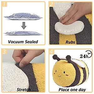 ARELUX 14in Soft Bee Stuffed Animal Plush Toy Cute Fuzzy Bumblebee Plushies Doll Realistic Cartoon Honeybee Anime Pillow Room Decor Birthday for Kids Friends Boys Girls