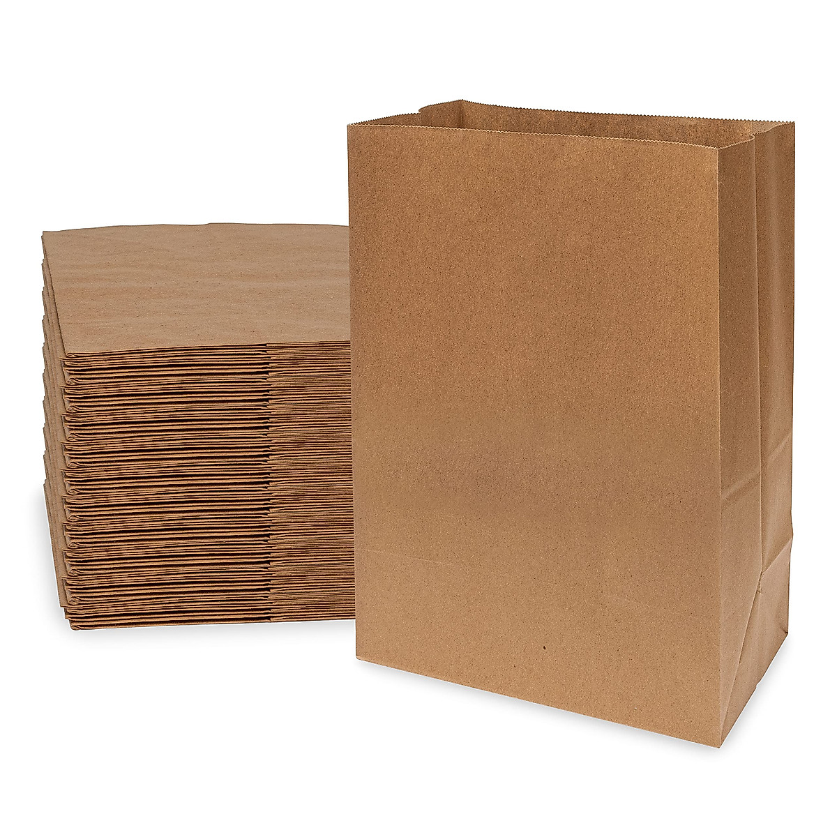Prime Line Packaging Brown Paper Lunch Bags, Paper Sack for Grocery, Shopping, Delivery, Goodie, Take Out, Bakery, Bulk, 1/8 BBL, 10x6x14 100 Pack