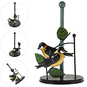 Zerodeko Birds Paper Towel Holder Metal Farmhouse Towel Stand Roll Towel Rack Countertop Napkin Dispenser for Home Living Room Kitchen Decor