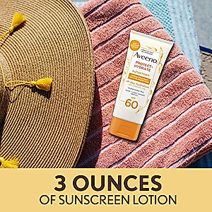 Aveeno Protect + Hydrate Moisturizing Body Sunscreen Lotion With Broad Spectrum Spf 60 & Prebiotic Oat, Weightless & Refreshing Feel, Paraben-free, Oil-free, Oxybenzone-free, 3.0 ounces