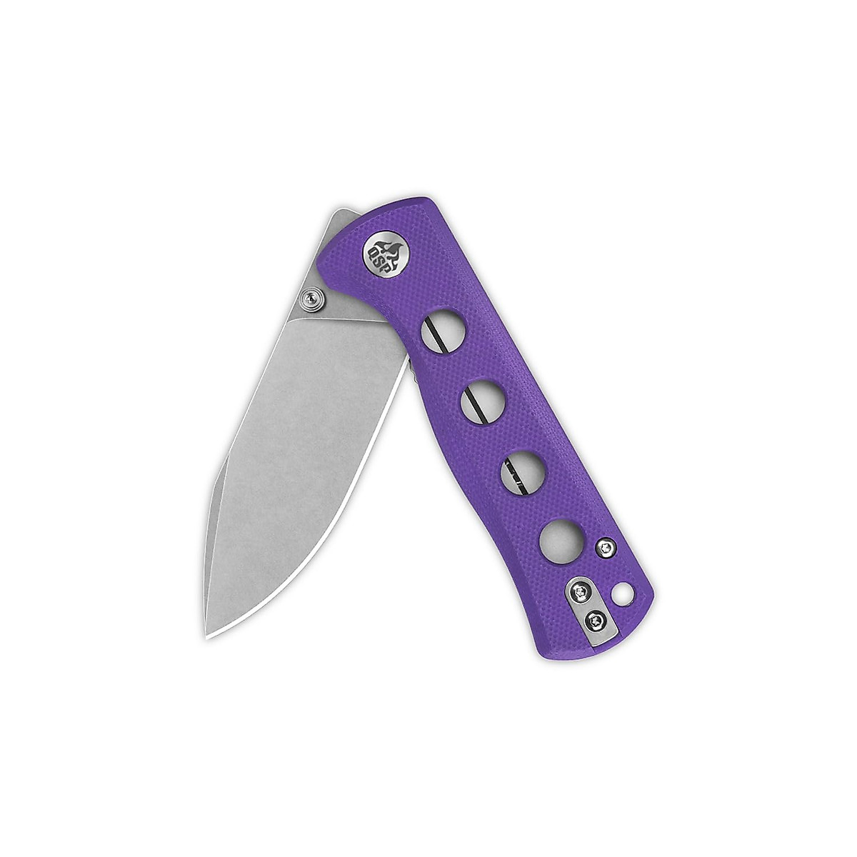 QSP KNIFE CANARY FOLDER POCKET KNIFE, SHARP 14C28N BLADE with COLORFUL G-10 HANDLES (stonewash blade, purple G-10 handle)