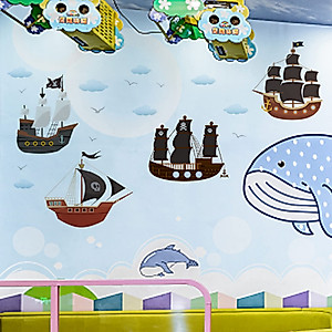 PLIGREAT Pirate Ship Wall Stickers, Removable Self-Adhesive Wall Stickers, Peel and Stick Wall Decals DIY Vinyl Wall Stickers for Boys Bedroom Nursery Living Room Home Wall Art Decor