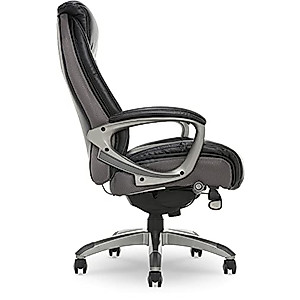 Serta Executive Office Smart Layers Technology, Leather and Mesh Ergonomic Computer Chair with Contoured Lumbar and ComfortCoils, Opportunity Gray