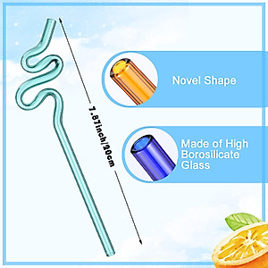 Gerrii 10 Pcs Twists Glass Straws Crazy Straws Cute Reusable Glass Straws Silly Straws for Drinking Beverages Coffee Drinks (Cool)