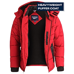 Reebok Men's Winter Jacket - Heavyweight Quilted Puffer Parka Coat - Weather Resistant Jacket for Men (L-XXL), Size Large, Dark Red