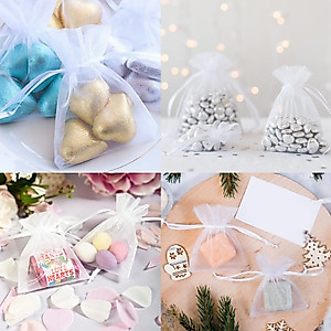 joycraft 50Pcs Organza Bags, 2x3 inch Gift Favor Bags, White Wedding Favor Bags, Jewelry Pouches with Drawstring, Mesh Bags Drawstring for Jewelry, Festival, Makeup, Candy, Desserts