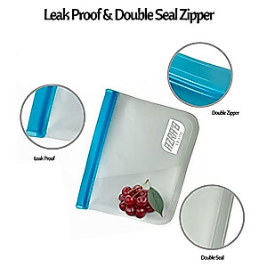 Reusable Storage Bags – 12 Pack BPA FREE PEVA LEAKPROOF Ziplock Freezer Bags (4 Gallon Bags, 4 Sandwich Bags, 4 Snack Bags) EXTRA THICK Resealable Bags for Meat Fruit Veggies