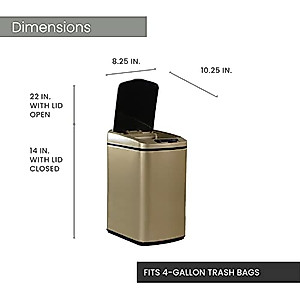 Hanover Gold 9-Liter / 2.3-Gallon Trash Can with Sensor Lid