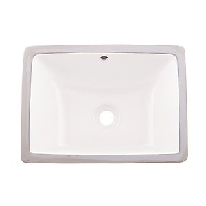 DAX Ceramic Square Single Bowl Undermount Bathroom Basin, White