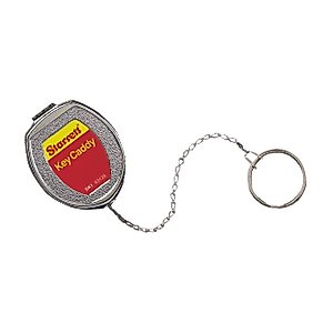 Starrett Key Caddy with 21" Stainless Steel Chain, Heavy-Duty Die-Cast Zinc Case, Large Key Ring, Retractable Design - SK1