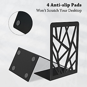 Book Ends, Bookends for Shelves, Home Decorative Bookends for Heavy Books, Non-Skid Book Holders for Shelves, Metal Book End Bookend for Home Office Decor, 7 x 4.7 x 3.5” (2 Pairs/ 4 Pcs, Large)